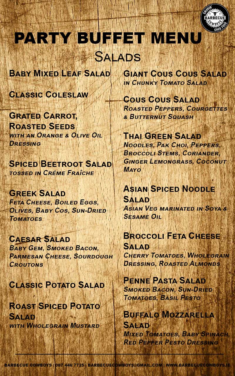 Sample Menus Barbecue Cowboys Sample Menus Barbecue Cowboys